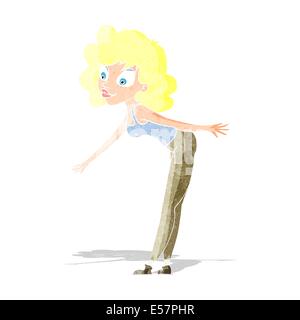 cartoon woman reaching to pick something up with speech bubble Stock ...