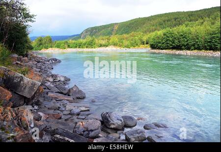 View of the river Beiarelva near Beiarn, Norway , Aug. 12, 2013 Stock ...