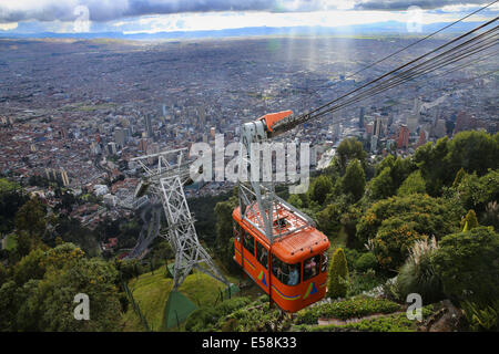 Teleferico (cable car) going up to Monserrate peak, Bogota, Colombia ...