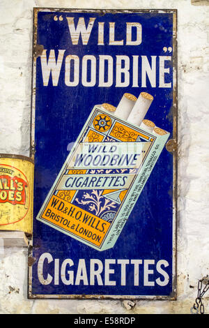 An old advert for Woodbine cigarettes on the platform of Goathland ...