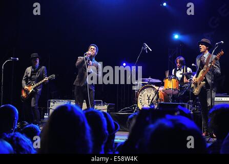 Santiago De Compostela, Spain. 23rd July, 2014. The vocalist of Vintage ...
