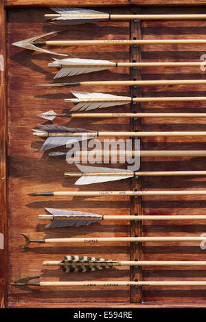 Displayed Medieval arrows at Tewkesbury medieval festival. Tewkesbury ...
