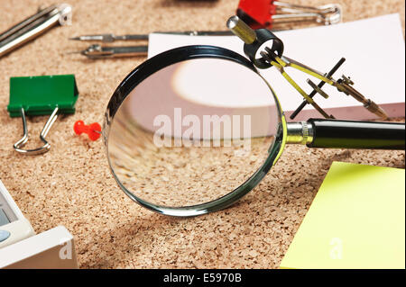 stationery in a mess on the table Stock Photo - Alamy