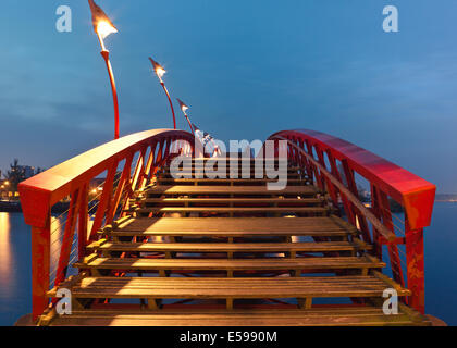 Python Bridge in Amsterdam - night scene Stock Photo - Alamy