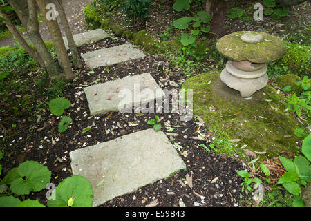Japan zen path stone steps grey marble cement in garden Stock Photo - Alamy