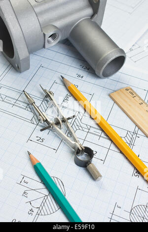 automotive parts and drawing Stock Photo - Alamy