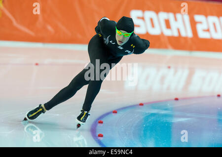 Emery Lehman (USA) competing in Men's 5000m Speed Skating at the ...