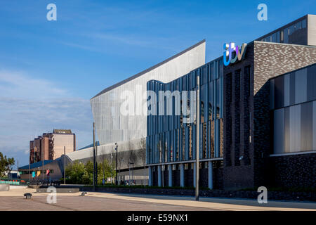 Exterior of the ITV television studios, Salford Quays, Manchester ...