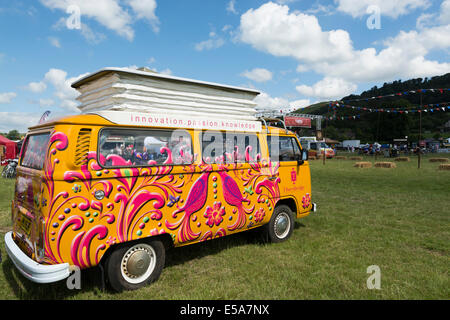 Classic Psychedelic Painted VW Camper Van Glastonbury Festival UK Stock ...