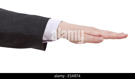 Flat palm. Male hand gesture on plain white. Cut Out Stock Photo - Alamy