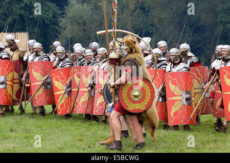 The Roman legion Army Marching into Battle at a reenactment Stock Photo ...