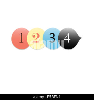 Colored numbers on white background. Randomly distributed overlapping ...