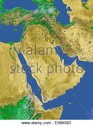 Satellite map of the Middle east Earth from Space Stock Photo - Alamy