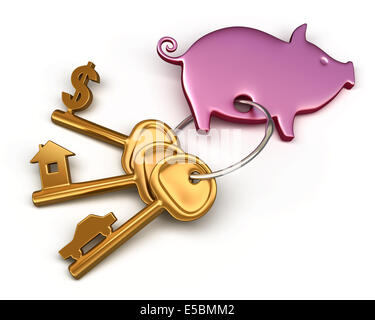 Key with a House Keychain for a new Home Extremely detailed and ...
