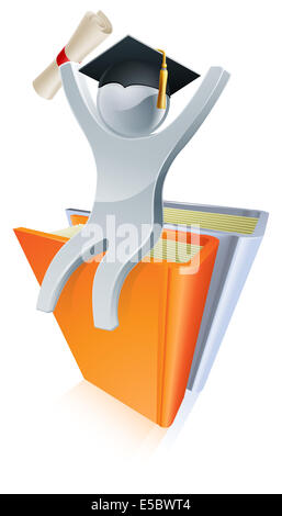 Happy convocation man on books with graduates hat and diploma Stock ...