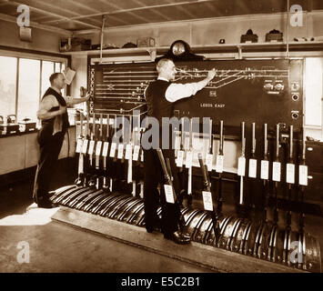 Interior of Victorian Railway Signal Box Stock Photo - Alamy