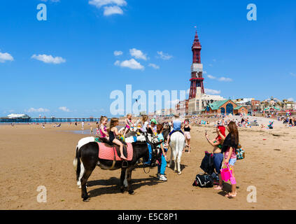 Donkey ride on the beach at Blackpool, England Stock Photo - Alamy