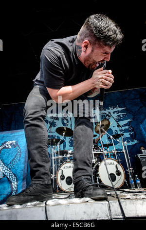 The American deathcore band Suicide Silence performs a live concert at ...