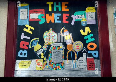 Window of The Bath Sweet Shop on Abbey Green in the City of bath ...