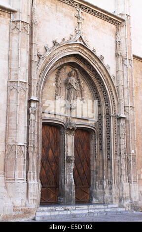 Entrance of Lonja de Palma de Mallorca (Llotja dels Mercaders) monument ...