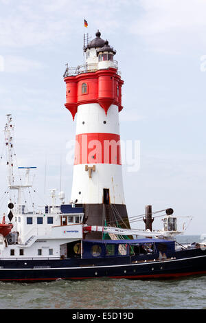 Roter Sand Lighthouse in the Weser estuary before a thunderstorm ...