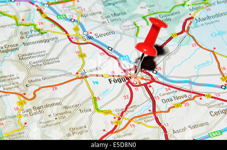 A location of Foggia city pinned on a map of Italy Stock Photo - Alamy