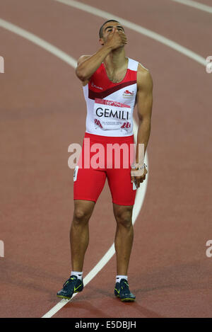ADAM GEMILI IS SHOCKED AT HIS 100 METRES FINAL HAMPDEN PARK GLASGOW ...