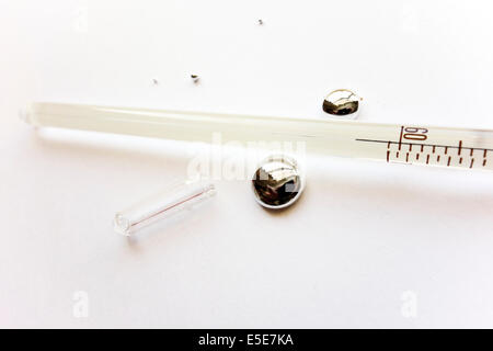 mercury glass thermometer broken Stock Photo - Alamy