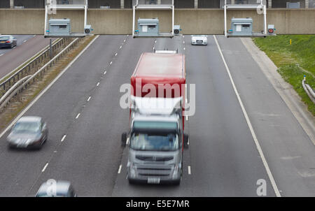 Gatso speed cameras on all lanes of the M! motorway on the gantry in a ...