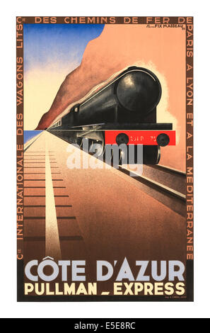 Vintage poster Cote d'Azur Pullman Express French Railway Travel 1930's ...