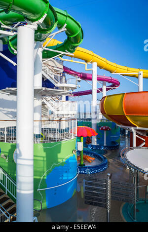 Deck 15 with pools and water slides on the Norwegian Epic cruise ship ...