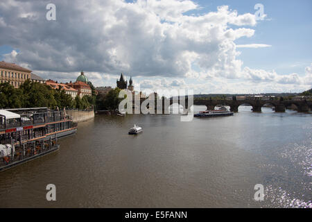 Charles Bridge from the Manesuv Most bridge in Prague Czech republic ...