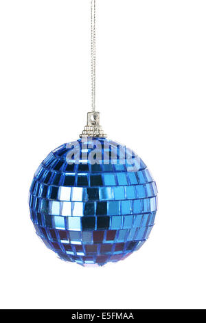 Christmas ball blue on white snow, close-up Stock Photo - Alamy