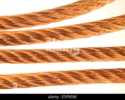 close-up of copper wire inside electrical wiring - lots of thick copper ...