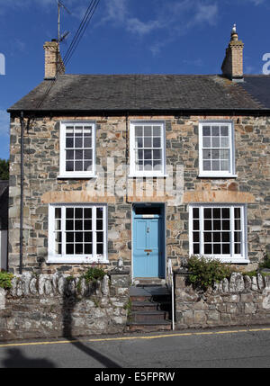 Traditional stone cottage with Welsh slate roof at Stock Photo ...