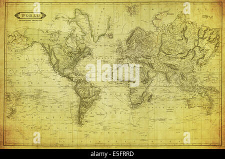 vintage map of the world 1831 Stock Photo - Alamy