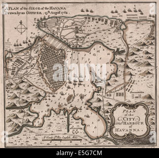 Plan of the City and Harbour of Havanna. Havana, Cuba. GENTS MAG 1762 ...
