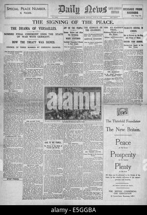 1919 News of the World front page reporting the Signing of the Treaty ...
