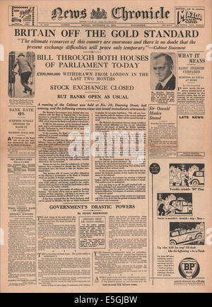 1931 News Chronicle Britain off the gold standard Stock Photo - Alamy
