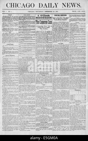 1875 Chicago Daily News issue No. 1 Stock Photo - Alamy