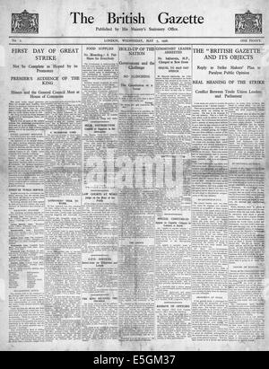 1926 The British Gazette front page reporting the end of the General ...
