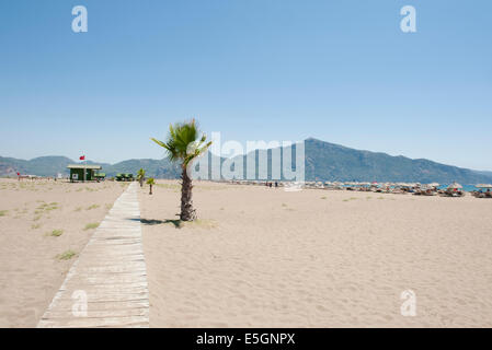 Tourists swimming at sea at Iztuzu Beach (Turtle Beach) near Dalyan in ...