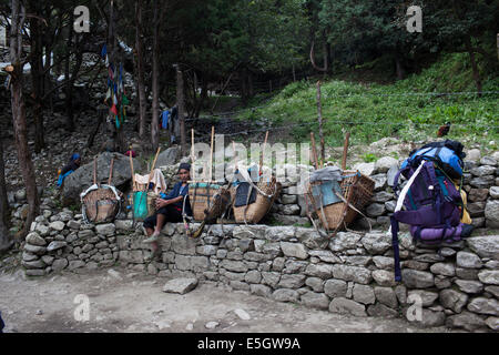 Sherpa's working in the Everest region in Nepal. Sherpa people are an ...