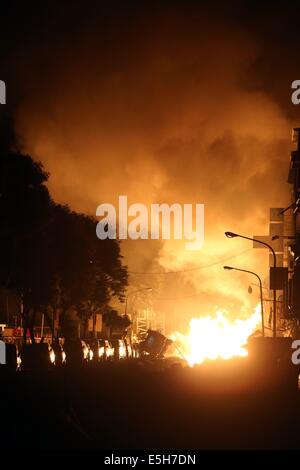 Kaohsiung, China. 1st Aug, 2014. A road is destoryed after gas leak ...