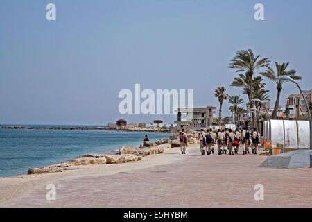 Soldiers on Bat Galim Beach promenade, Haifa, Israel Stock Photo - Alamy