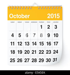 October 2015 - Calendar Stock Photo - Alamy
