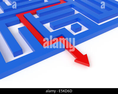 Red path across labyrinth Stock Photo - Alamy