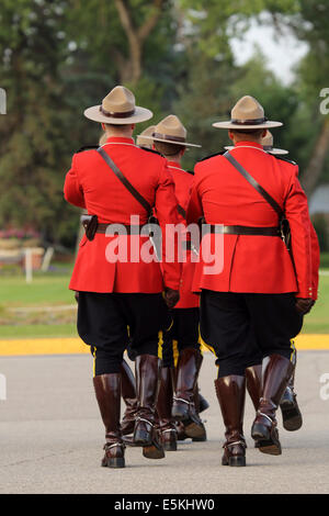 Mounties marching in the Sunset Retreat Ceremony at the Royal Canadian ...