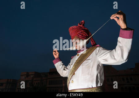 Local man presenting his long mustache, Rajput people, Bikaner ...