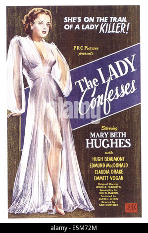 THE LADY CONFESSES, Mary Beth Hughes, Edmund MacDonald, 1945 Stock ...